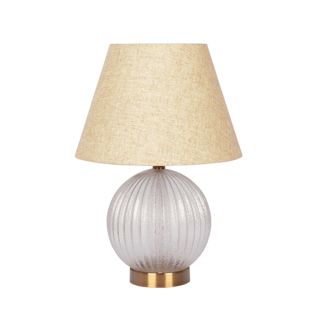 Serenity Round Ribbed Glass Lamp Base Clear Table Lamp Large Linen Sha